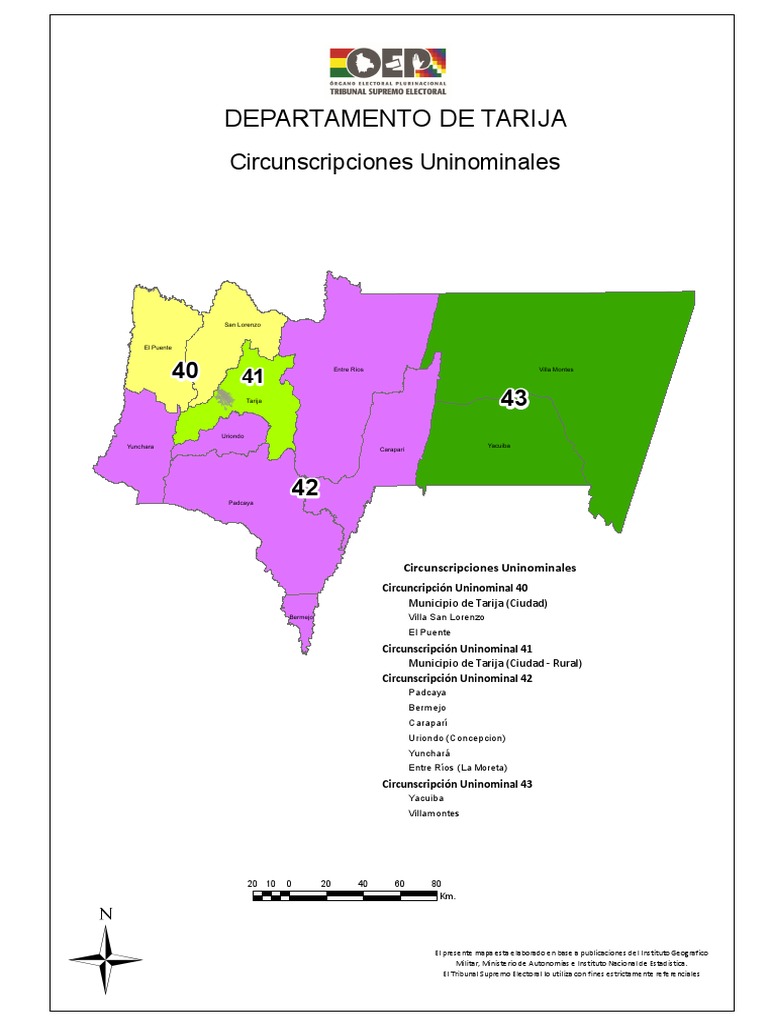 Mapa de las circunscripciones uninominales del Departamento de Tarija ...
