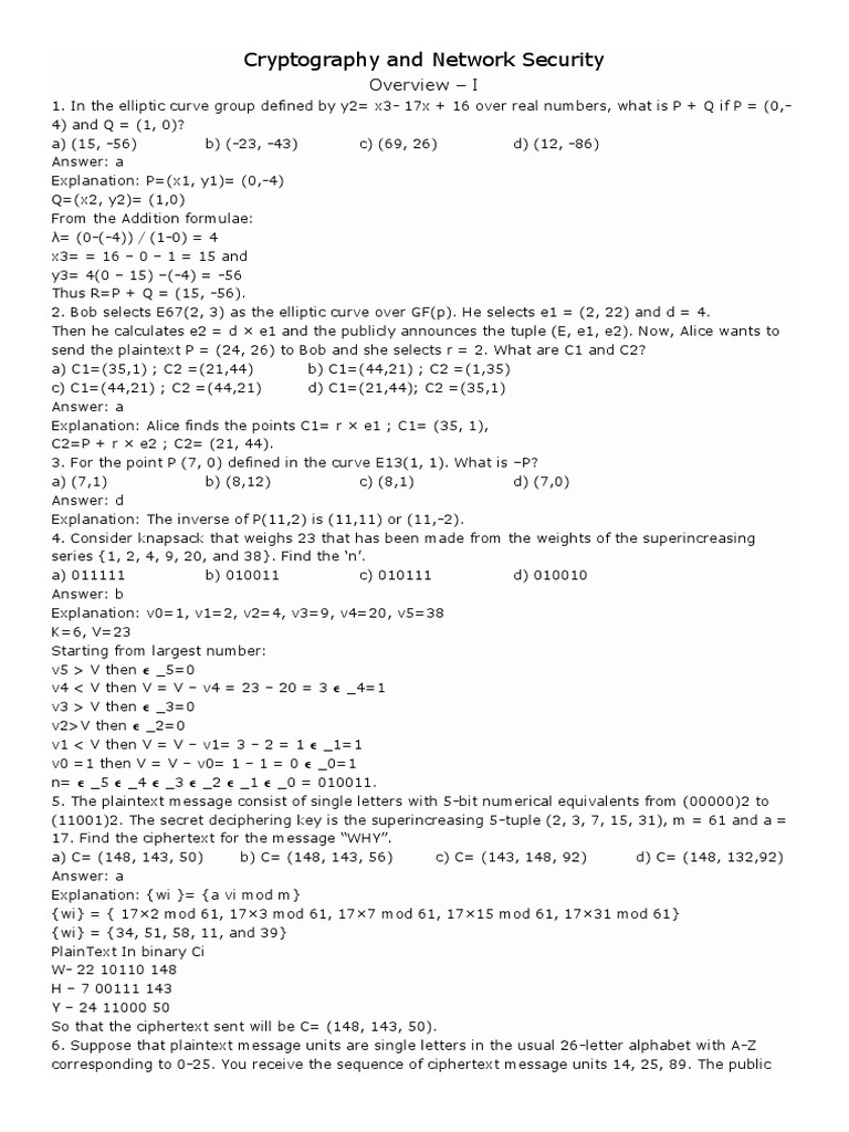 Cryptography and Network Security | PDF | Osi Model | Internet Protocol ...
