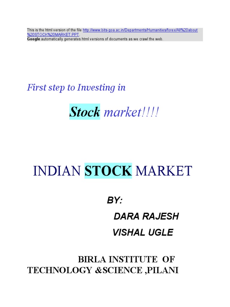 Stock Market | PDF | Securities (Finance) | Stocks