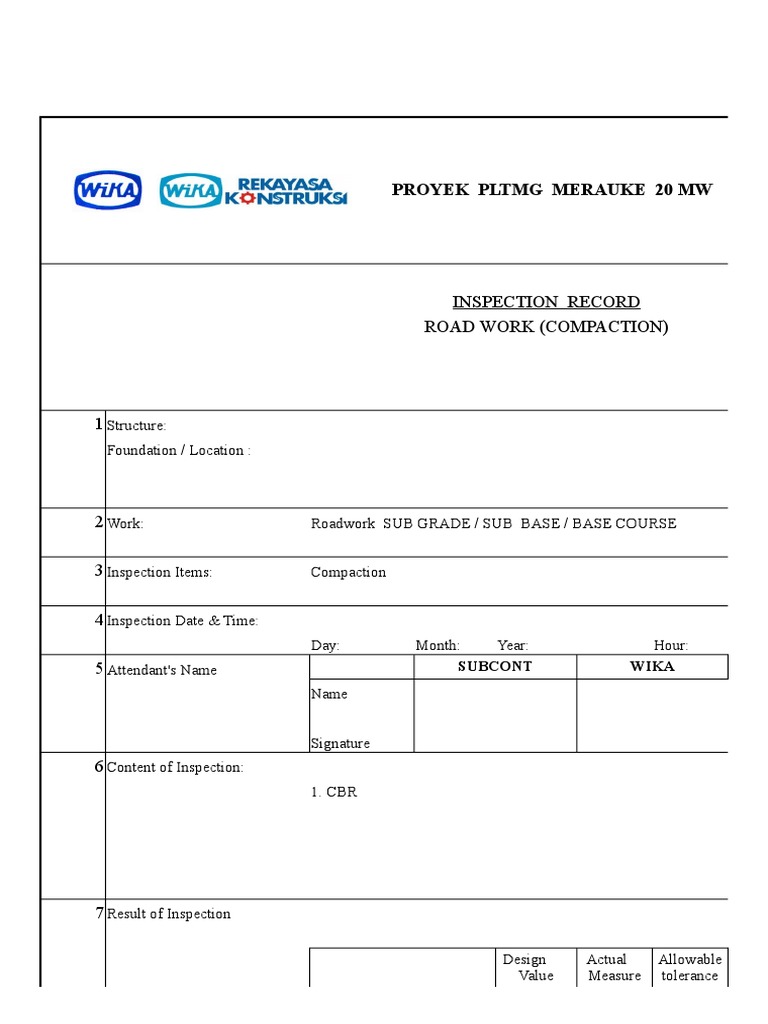 Roadwork Compaction Inspection Report for the 20 MW Merauke Geothermal ...