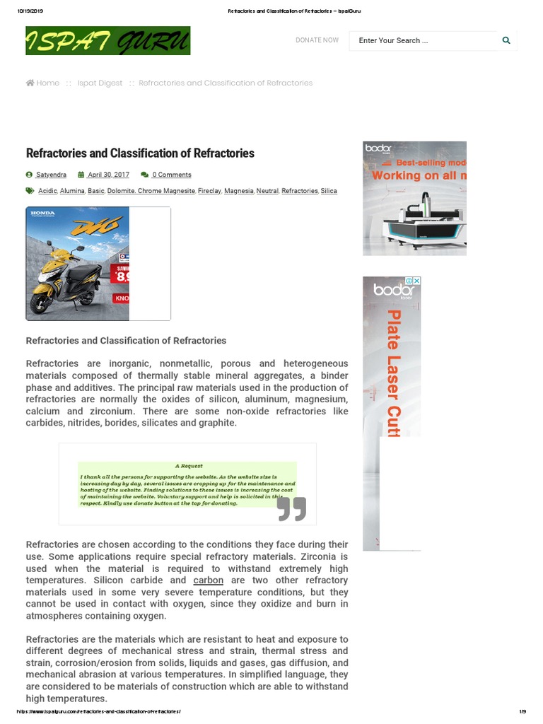 Refractories and Classification of Refractories - IspatGuru PDF | PDF | Refractory | Silicon Dioxide
