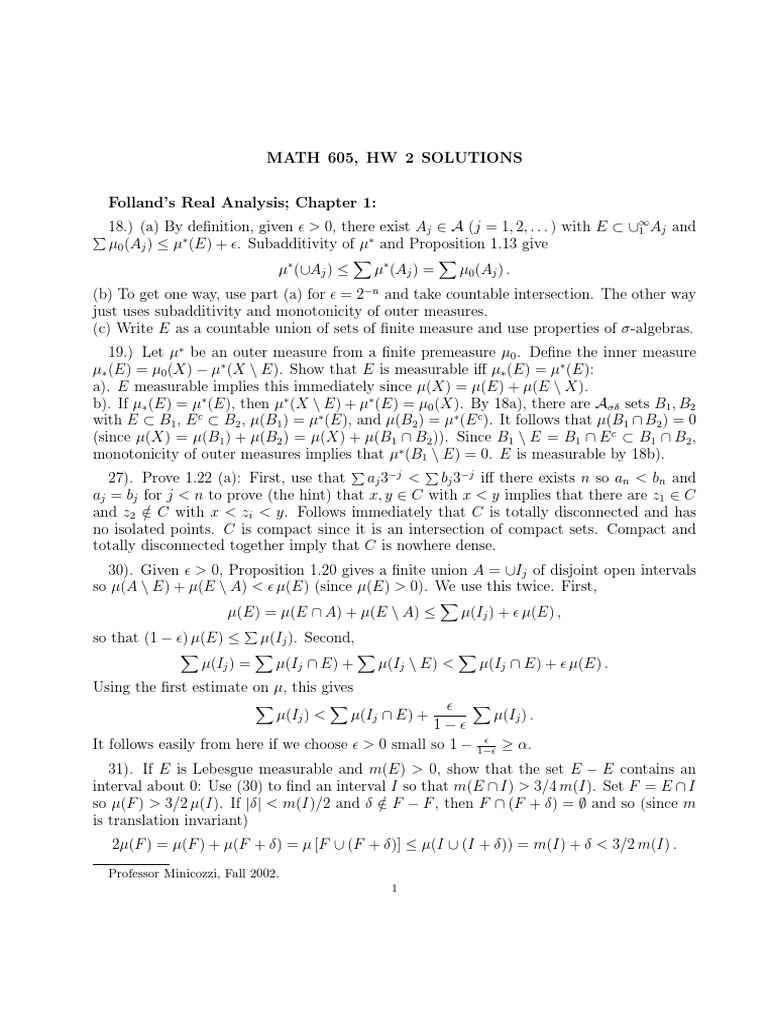 Cap 1 Folland | PDF | Measure (Mathematics) | Measure Theory