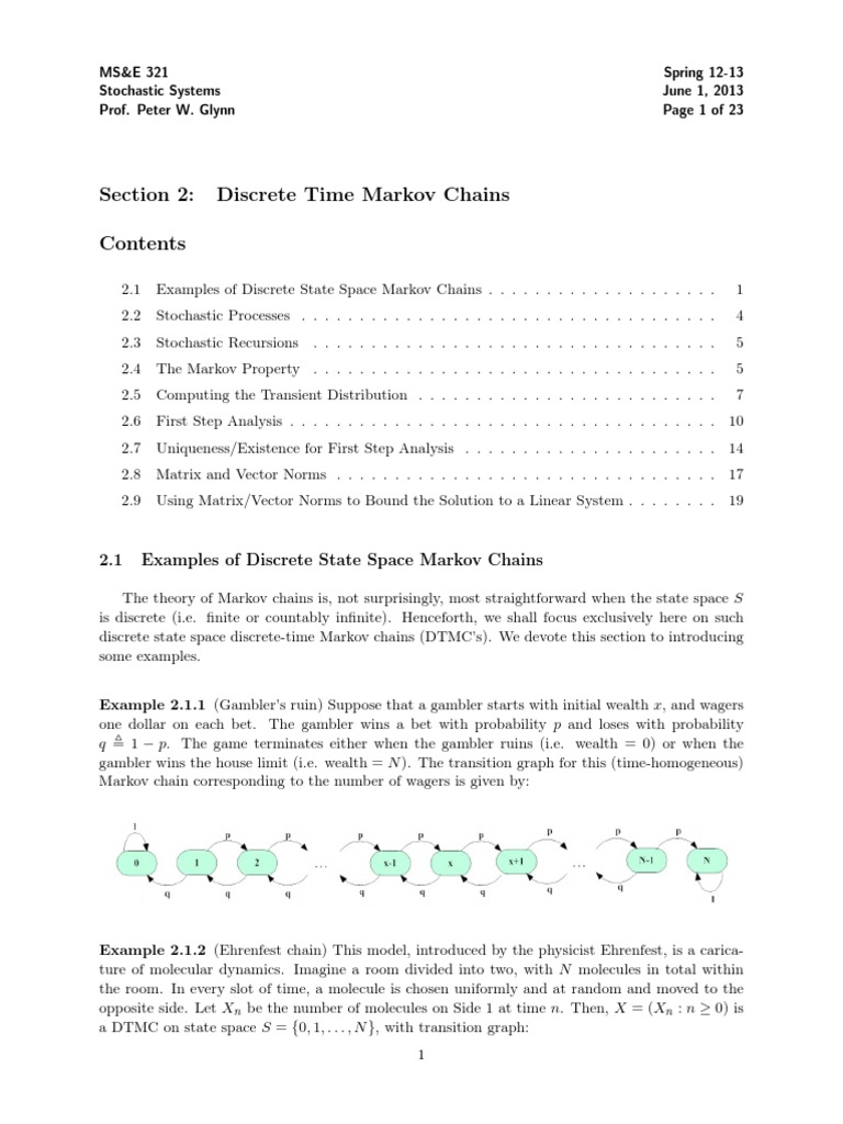 Stanford - Discrete Time Markov Chains PDF | PDF | Markov Chain | Stochastic Process
