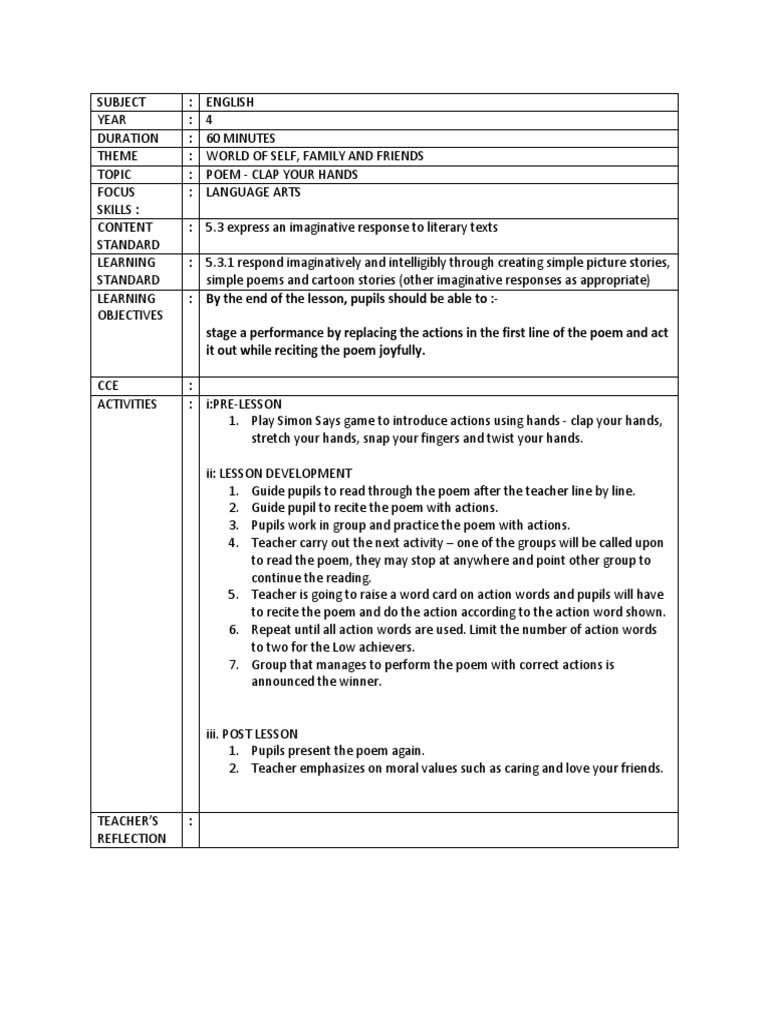 Language Art - Lesson Plan G5 | PDF