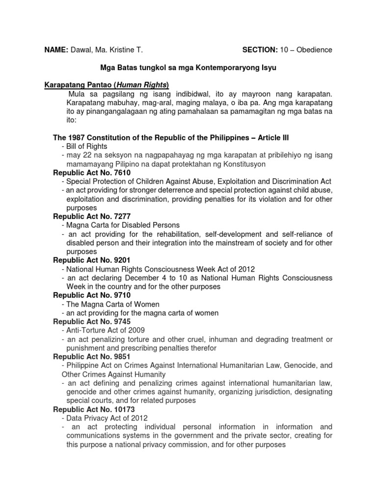 Mga Batas | PDF | Human Trafficking | Human Rights