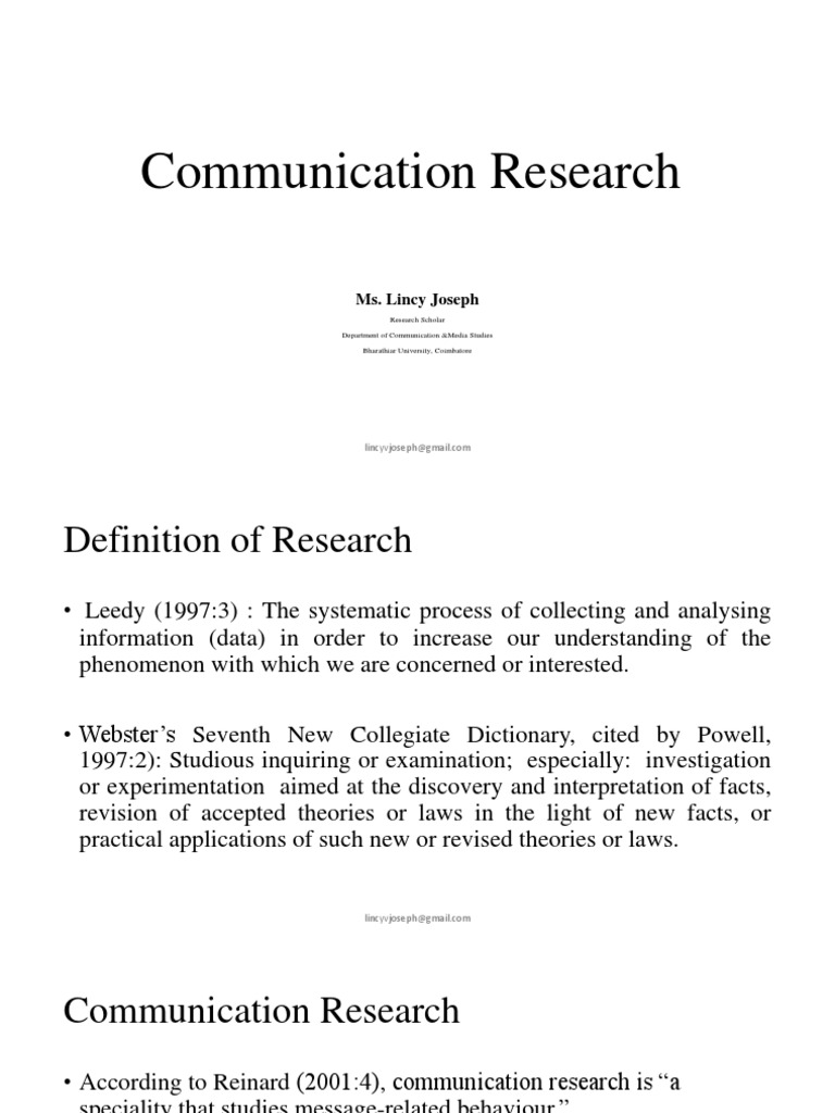 Communication Research | PDF | Interpersonal Communication | Communication