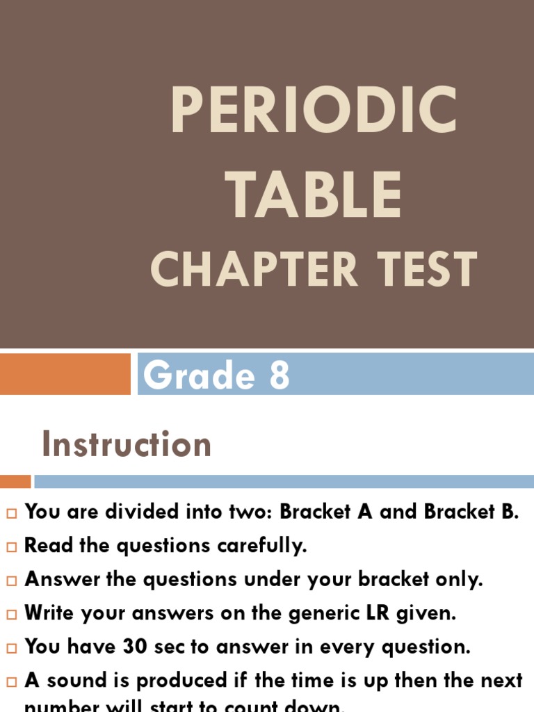 Grade 8 Periodic Table Chapter Test | PDF | Art