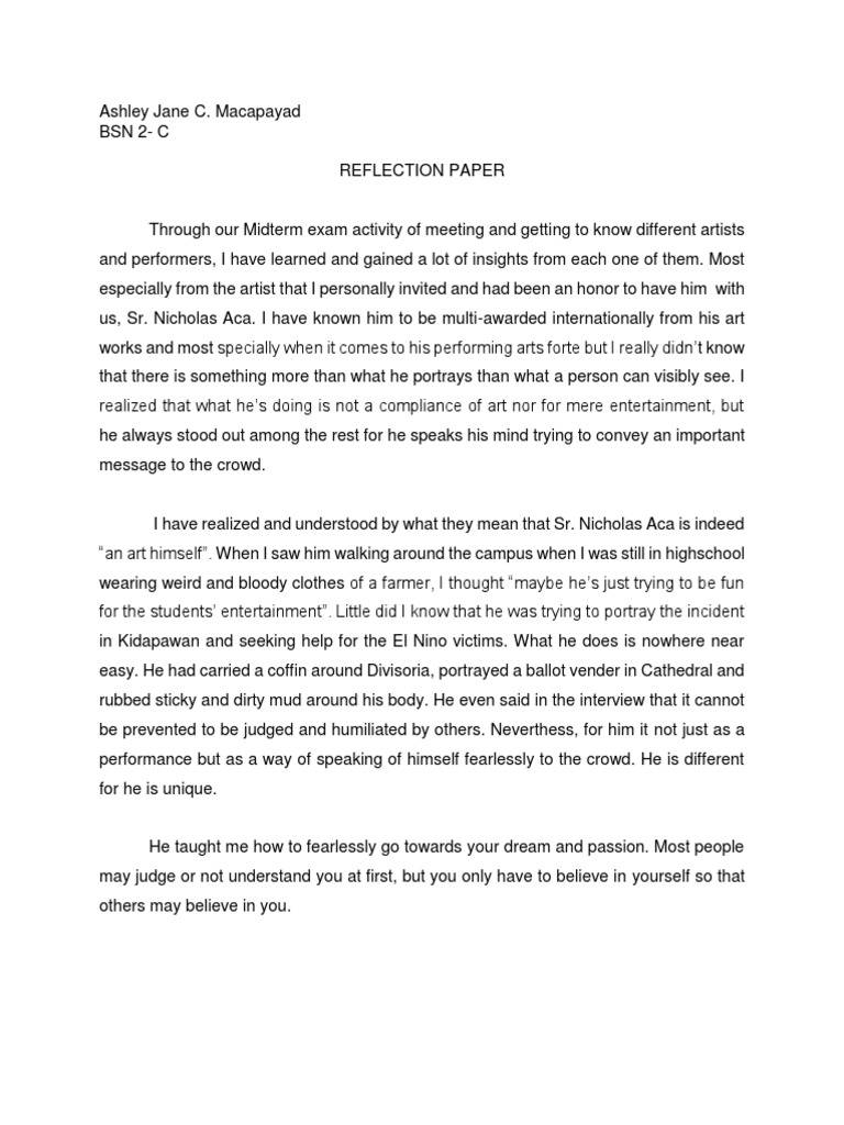 English Reflection Paper | PDF