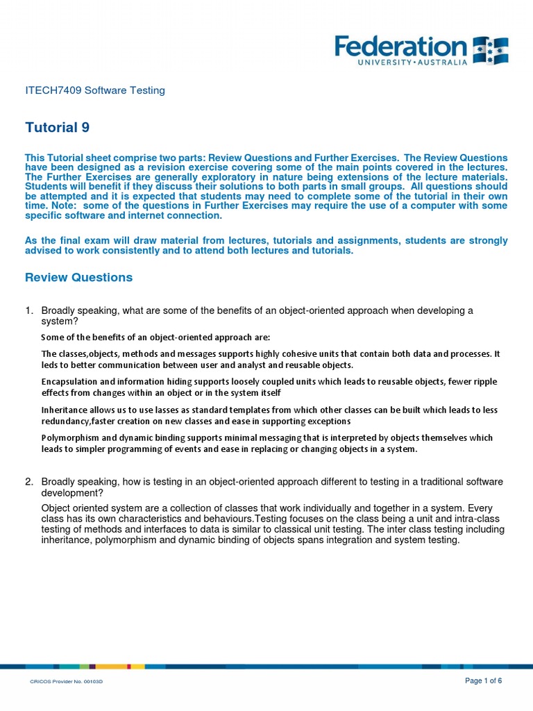 Object-Oriented Testing Techniques | PDF | Object Oriented Programming ...