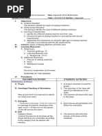 Lesson Plan TLE | PDF | Sewing | Sewing Machine