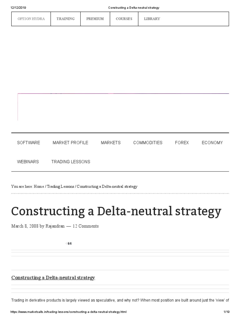 Constructing A Delta-Neutral Strategy | Download Free PDF | Greeks (Finance) | Option (Finance)