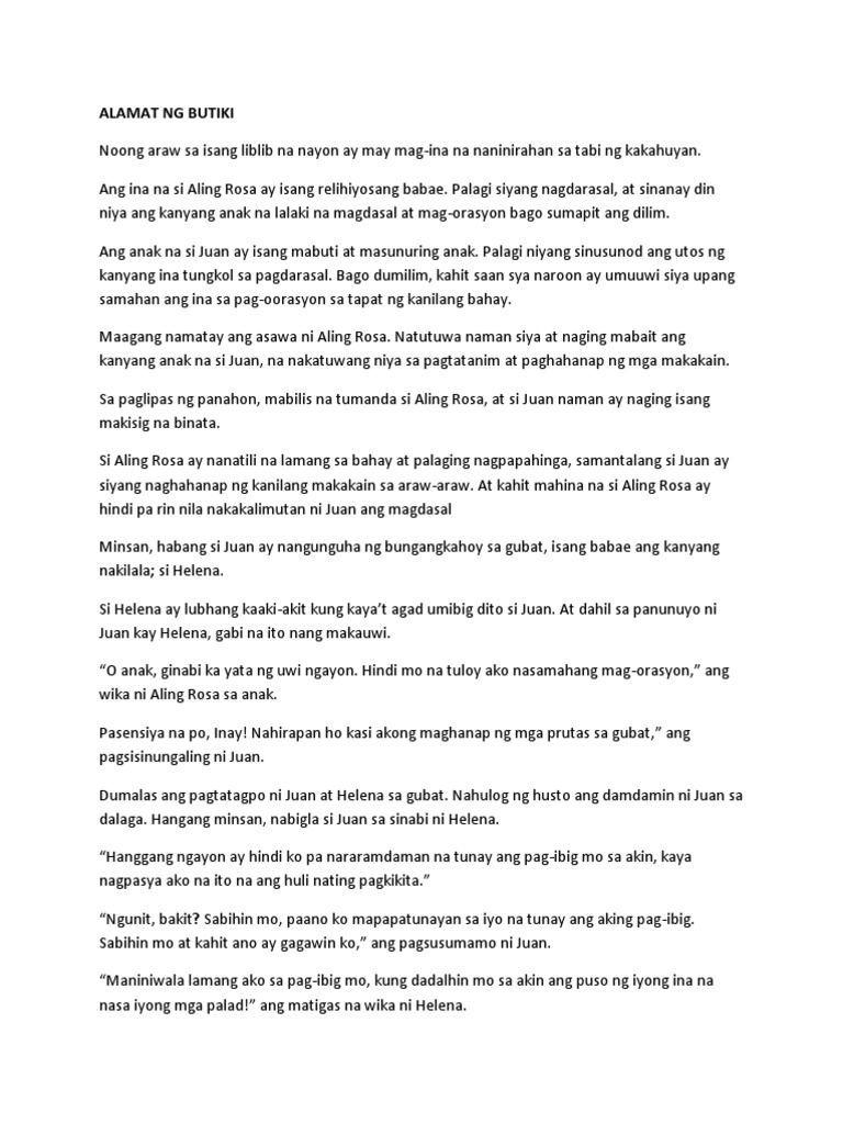 Alamat NG Butiki | PDF