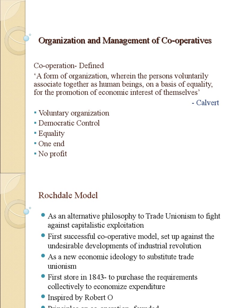 Organization and Management of Co-Operatives | PDF | Capitalism ...