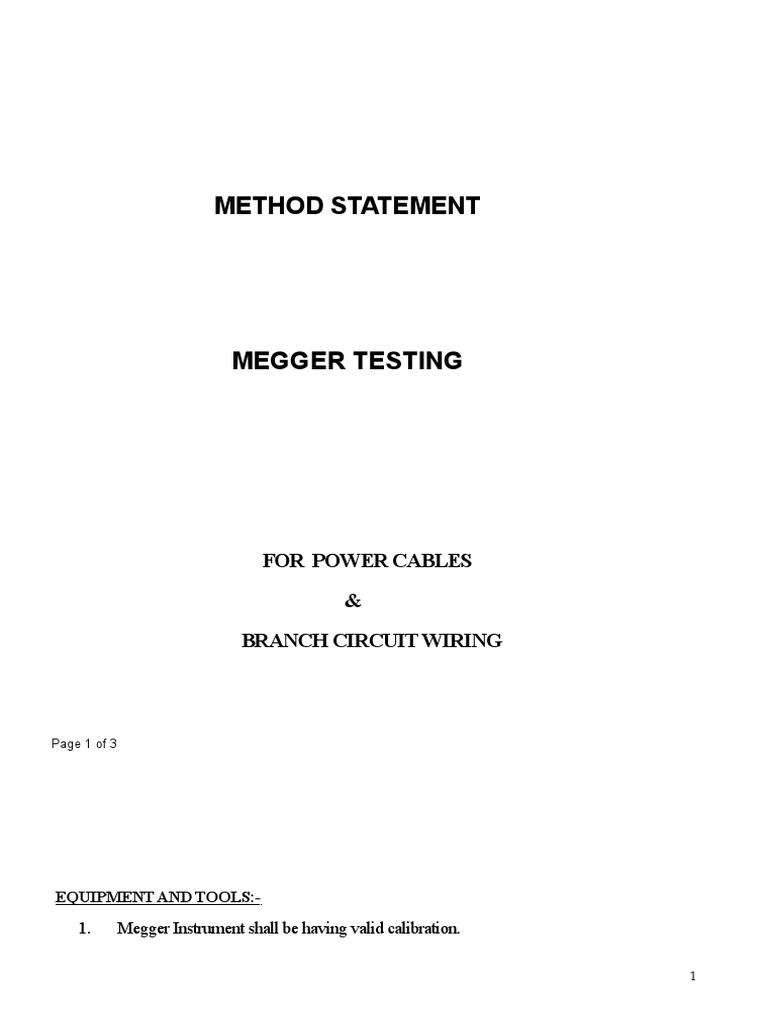 Megger Test | PDF | Electrical Equipment | Equipment