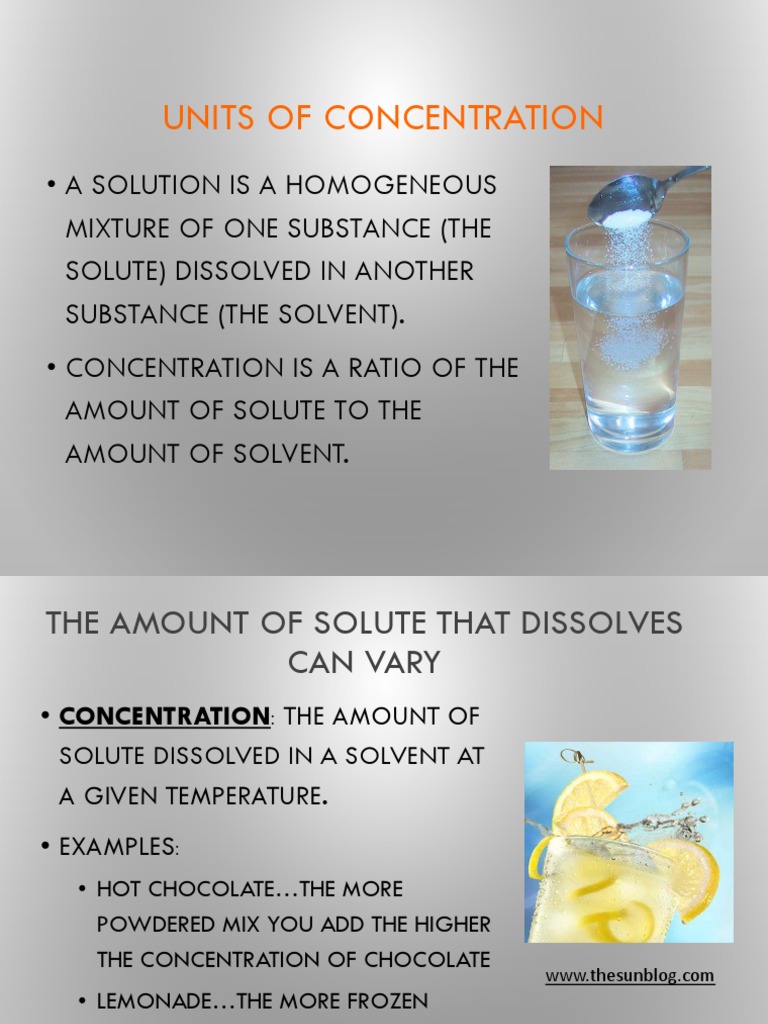 Concentration of Solutions g12 1 | PDF | Molar Concentration | Mole (Unit)