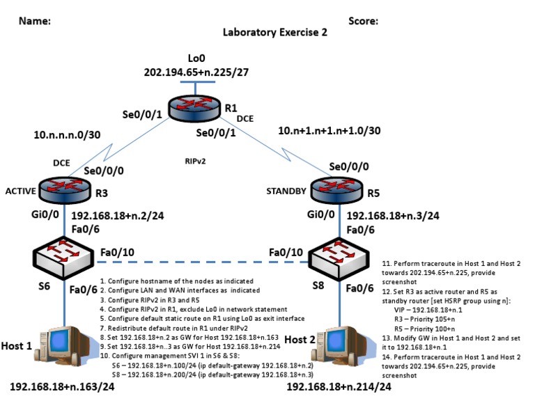 Lab Exercise 2 - FHRP - HSRP | PDF | Router (Computing) | Routing