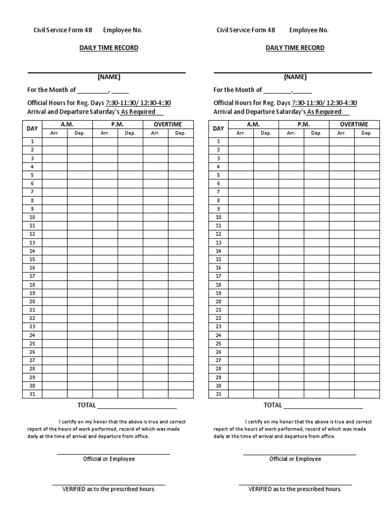 Form 48 DTR | PDF | Employment Compensation | Social Policy