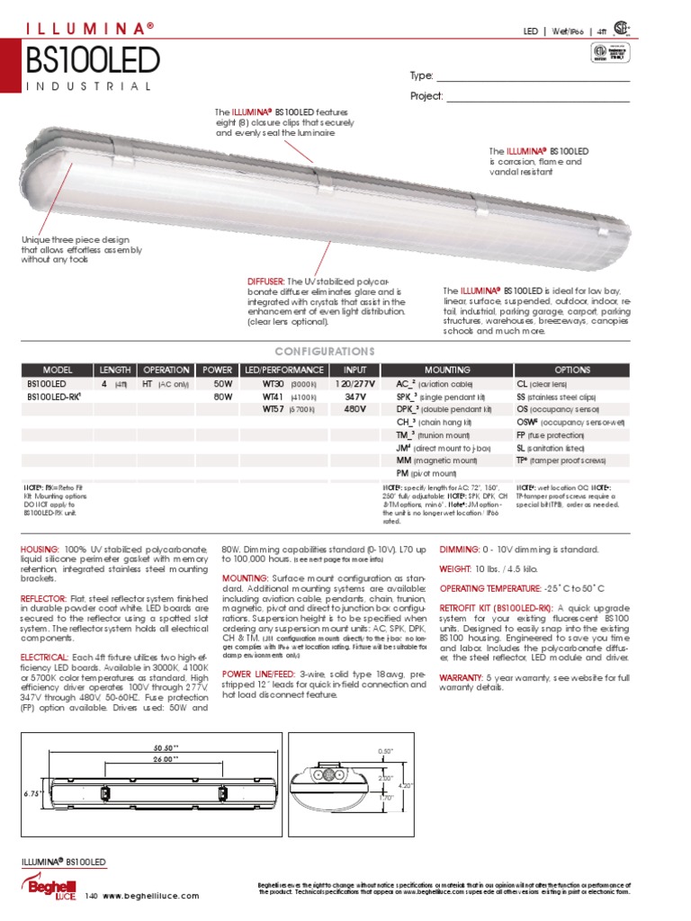 BS100LED-Luminaria LED B100 | PDF | Lighting | Light