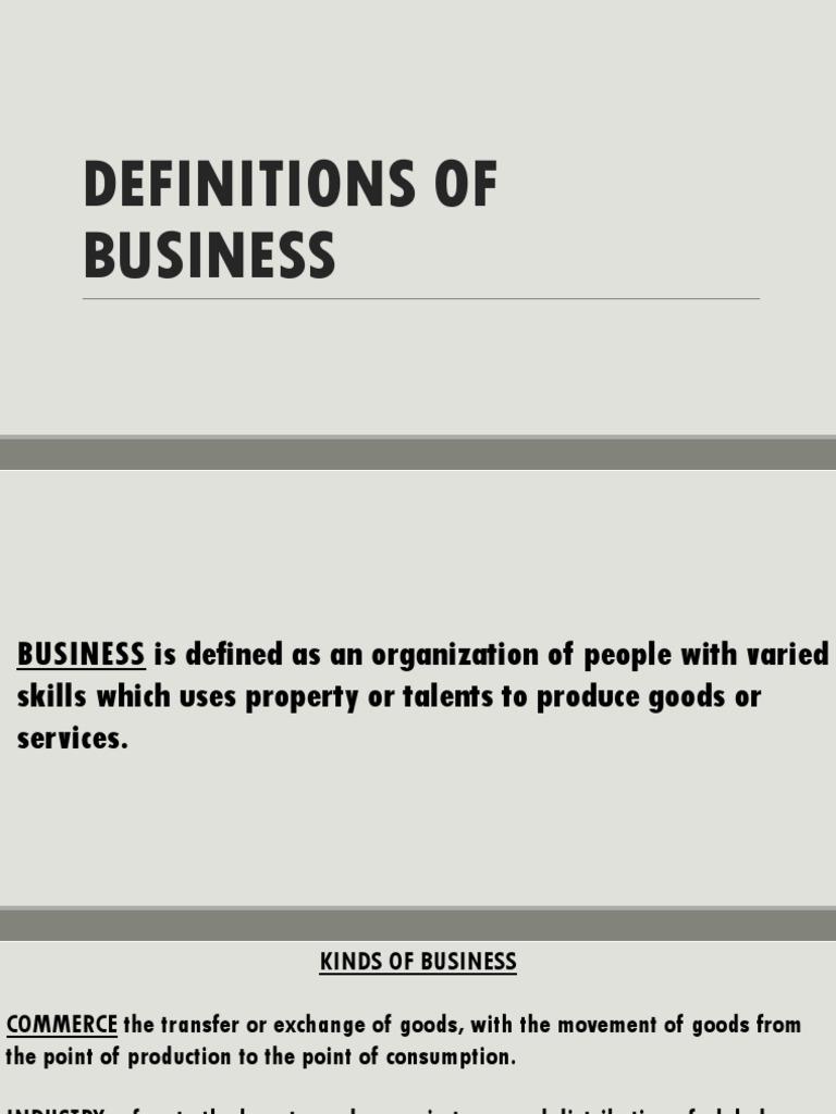Definitions of Business | PDF | Corporations | Partnership