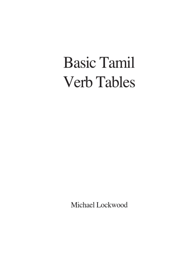 Basic Tamil Verb Tables | PDF | Consonant | Grammatical Tense