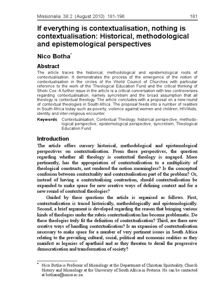 Mission - v38 - n2 - A4 by Nico Botha | PDF | Theology | Epistemology