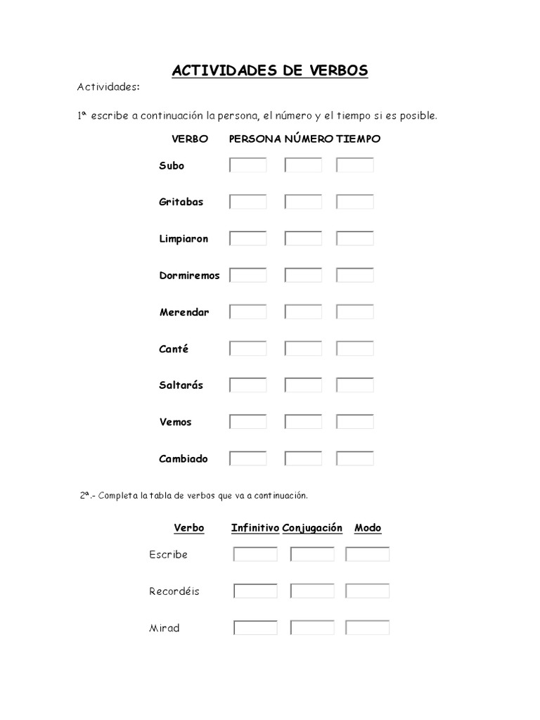 Actividades para Conjugación de Verbos | PDF | Verbo | Lingüística