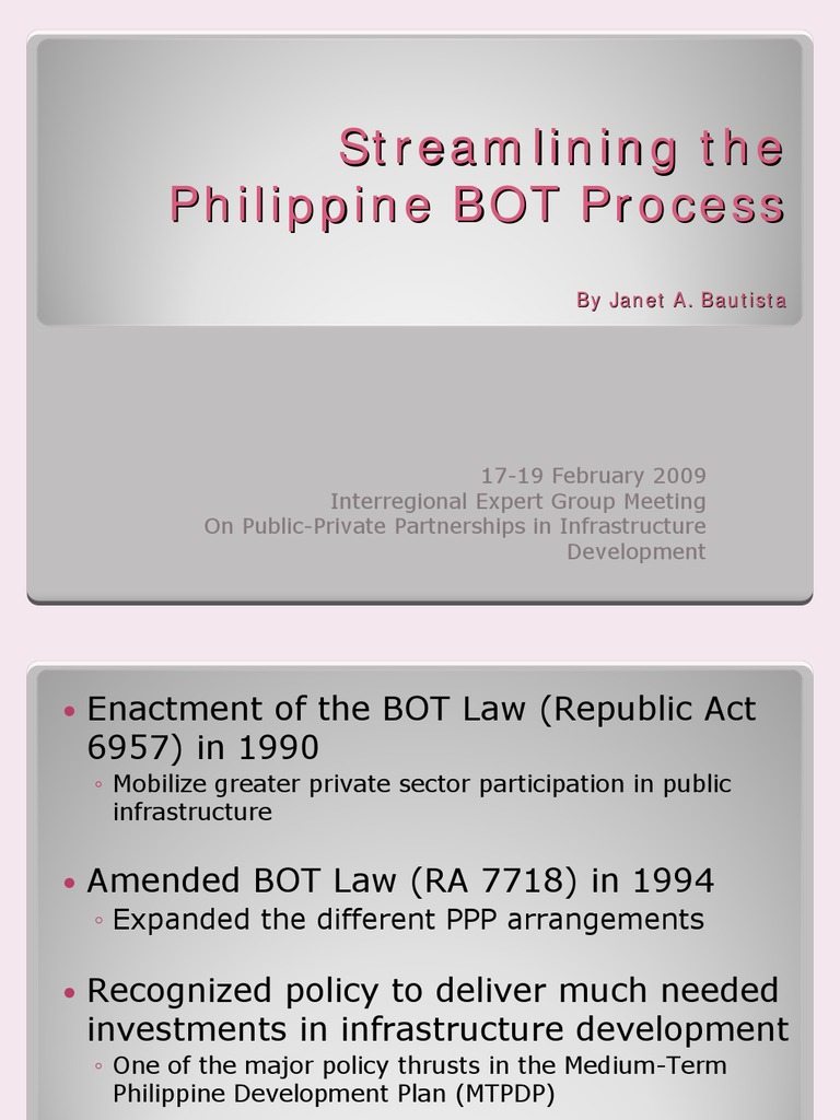 Streamlining The Philippine BOT Process | PDF | Public–Private ...