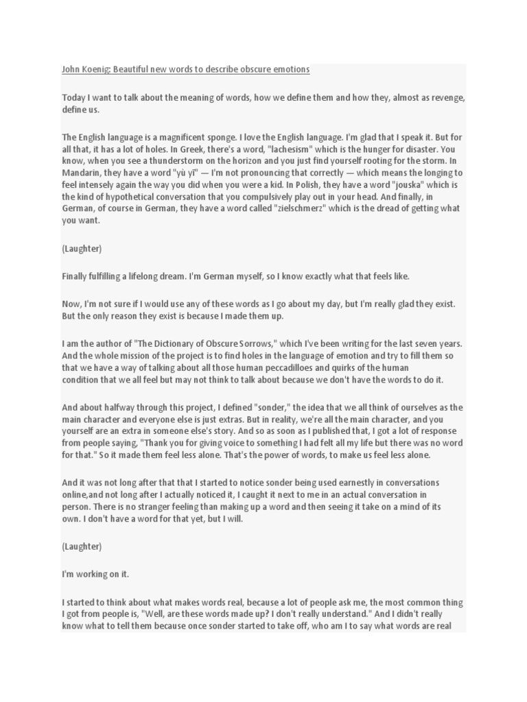 Beautiful New Words JOHN KOENIG PDF Verb Metaphor