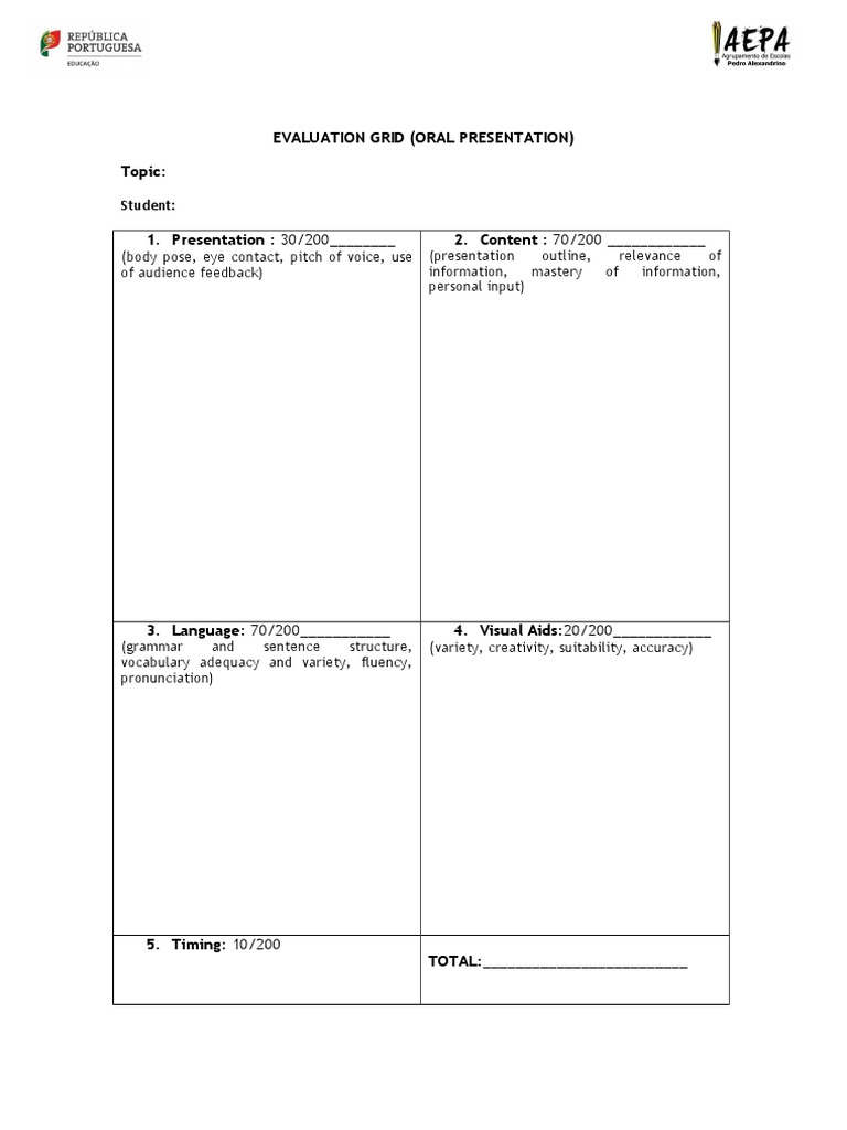 Evaluation Grid Oral Presentation | PDF