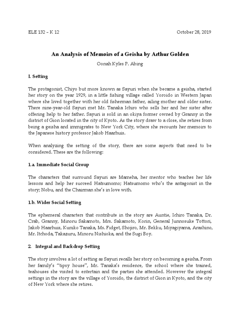 Memoirs of A Geisha Analysis | PDF | Geisha | Narration