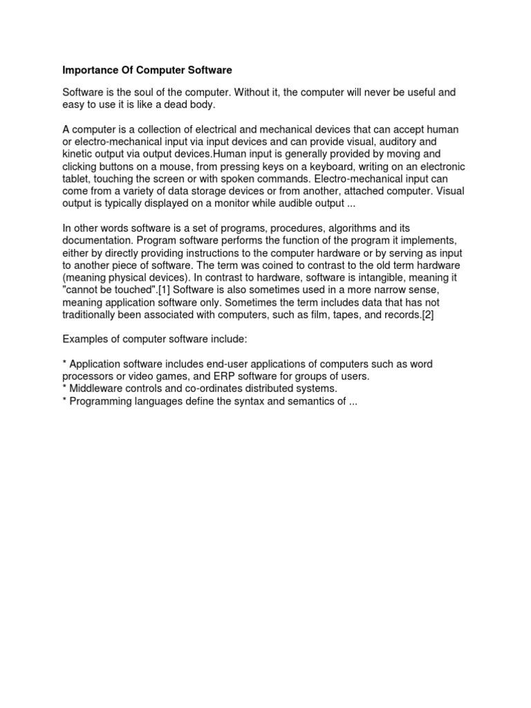 Importance of Computer Software | PDF | Personal Computers | Software