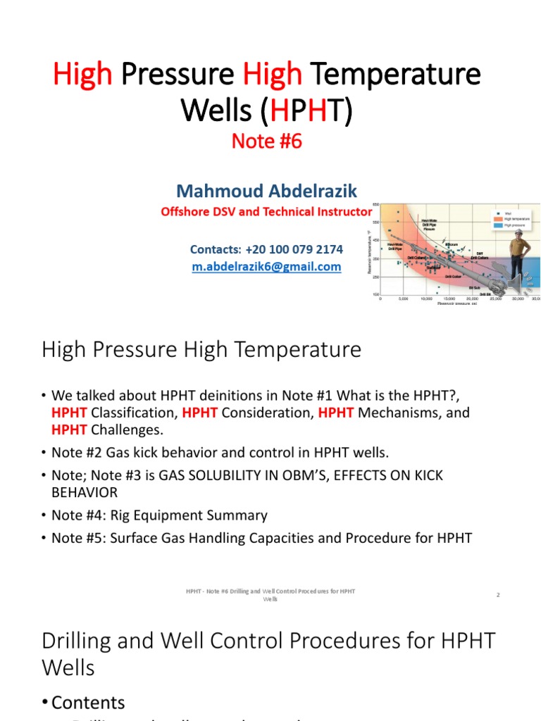 HPHT Note #6 Drilling and Well Control Procedure PDF | PDF | Oil Well ...