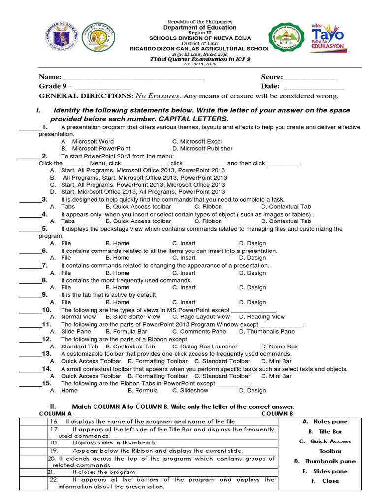 Third Periodical Test in ICF 9 | PDF | Graphical User Interfaces ...