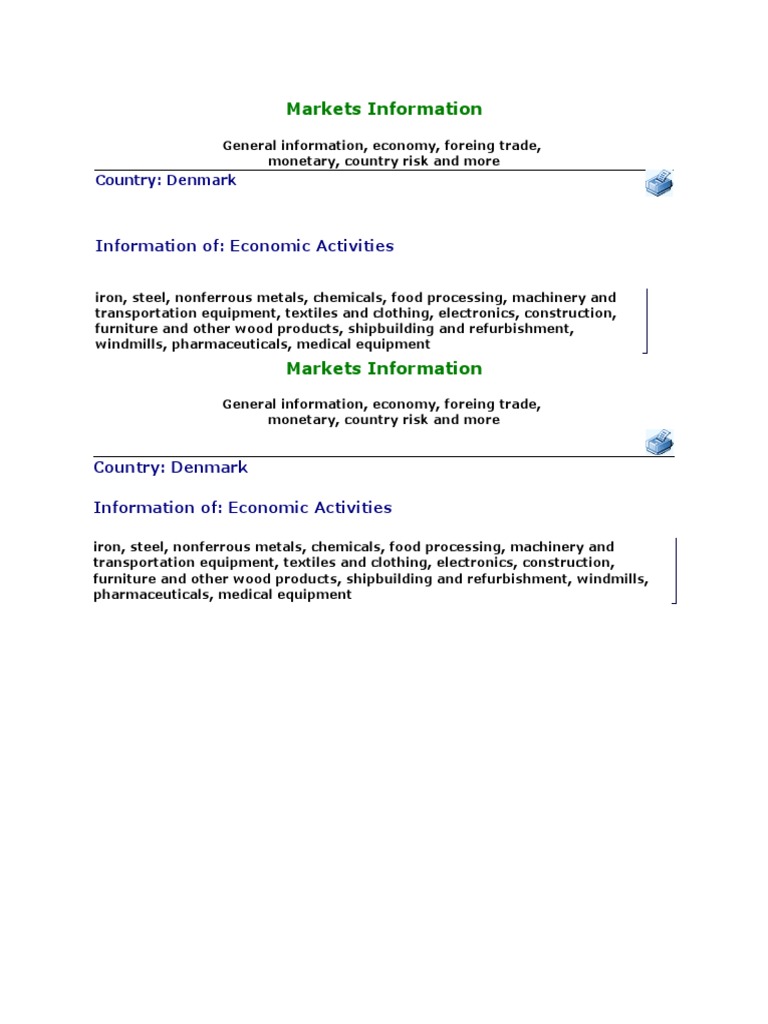 Denmark Economic Activities Overview | PDF