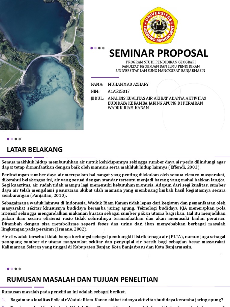 Seminar Proposal "Analisis Kualitas Air Akibat Kegiatan Budidaya ...