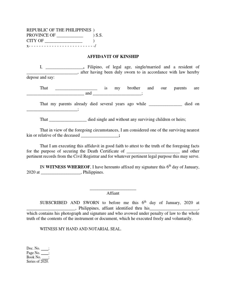 Affidavit of Kinship