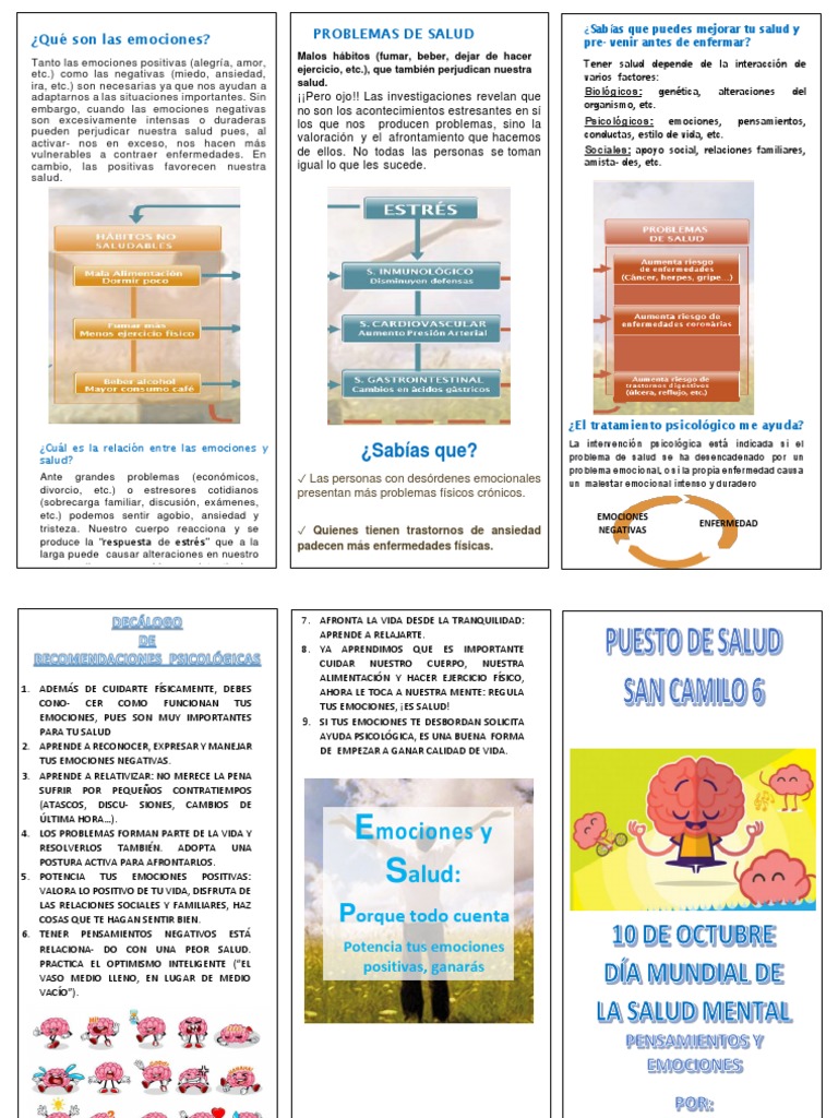 Triptico de Salud Mental | PDF | Las emociones | Ansiedad