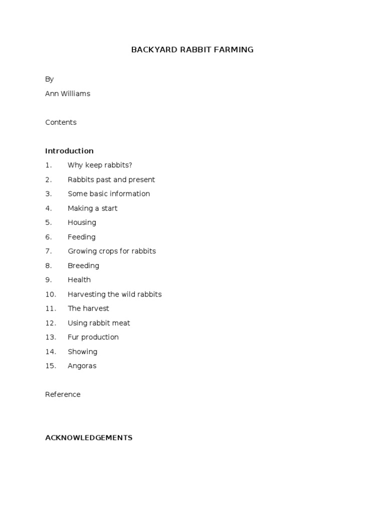 Backyard Rabbit Farming | PDF | Rabbit | Fur