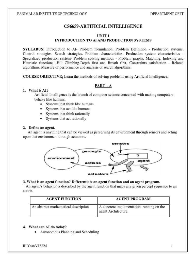 Cs6659-Artificial Intelligence | PDF | Interpretation (Logic ...