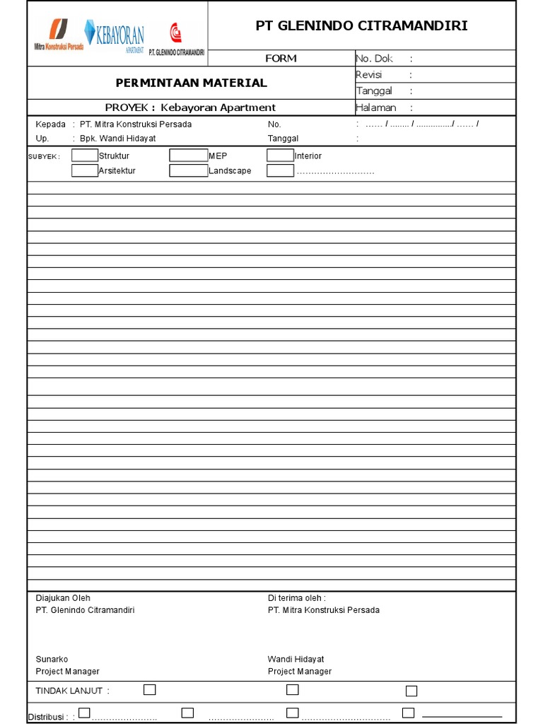 Form Permintaan Material | PDF