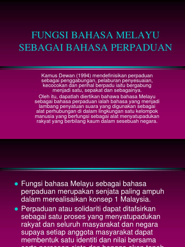 Fungsi Bahasa Melayu - Perpaduan 1 | PDF