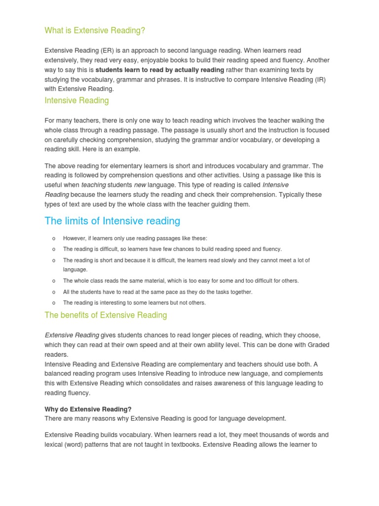 Extensive 4 | PDF | Reading Comprehension | Pedagogy