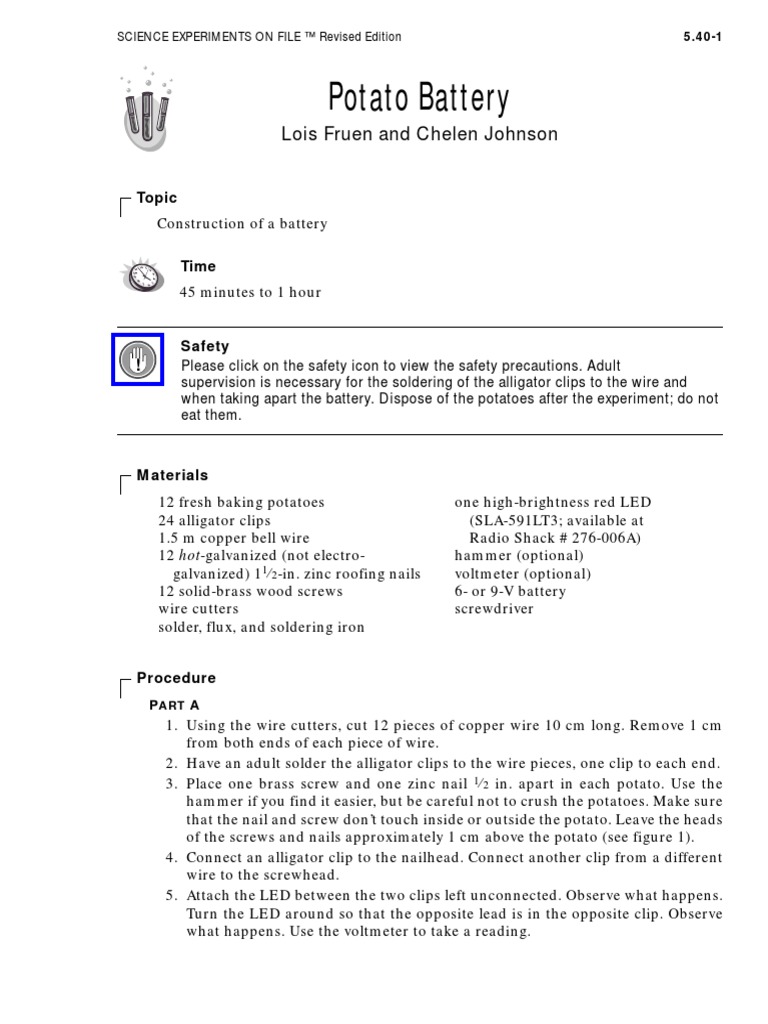 Potato Battery PDF | PDF | Metals | Materials