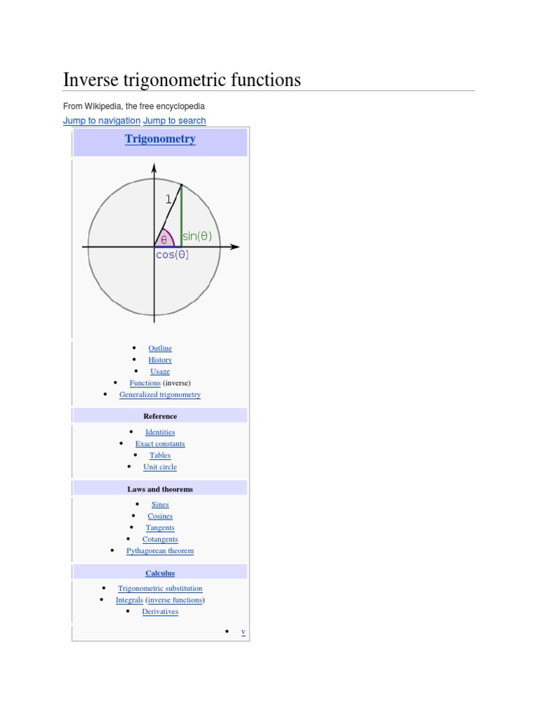 Inverse Trigonometric Functions | PDF | Trigonometric Functions | Analysis