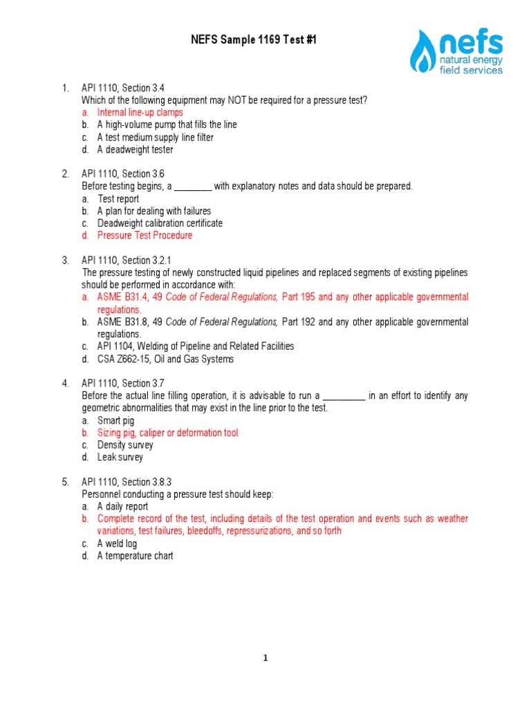 Api 1169 Ans #1 | Download Free PDF | Welding | Construction