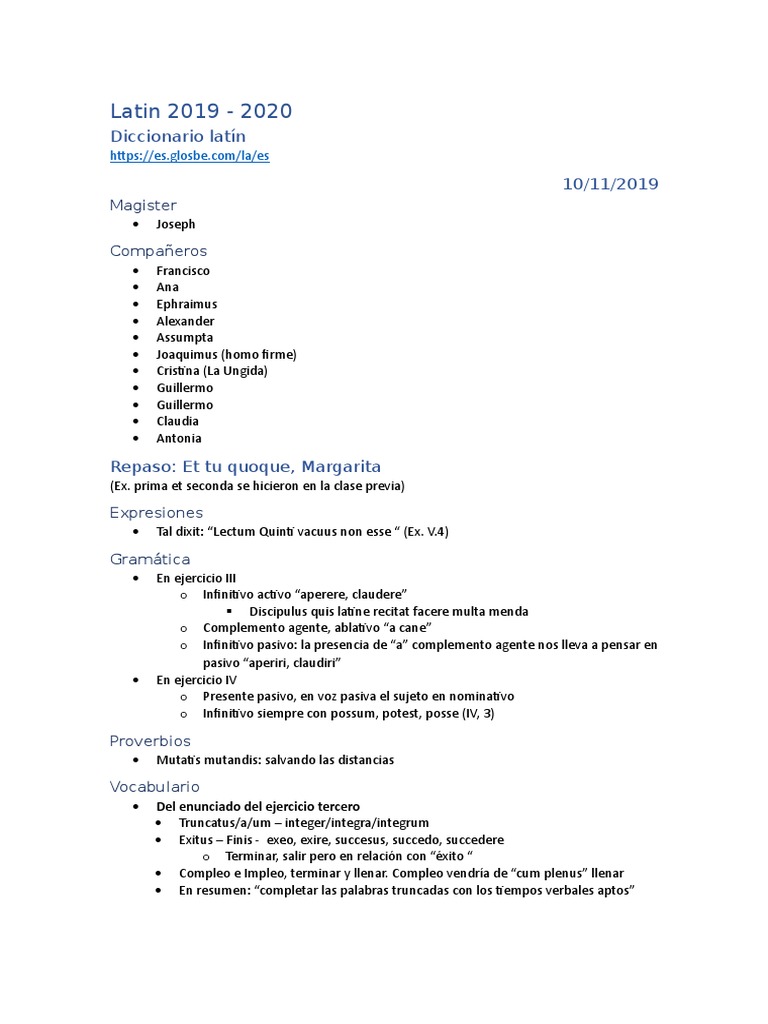 Latin 2019-2020 | PDF | Gramática | Tipología Lingüística