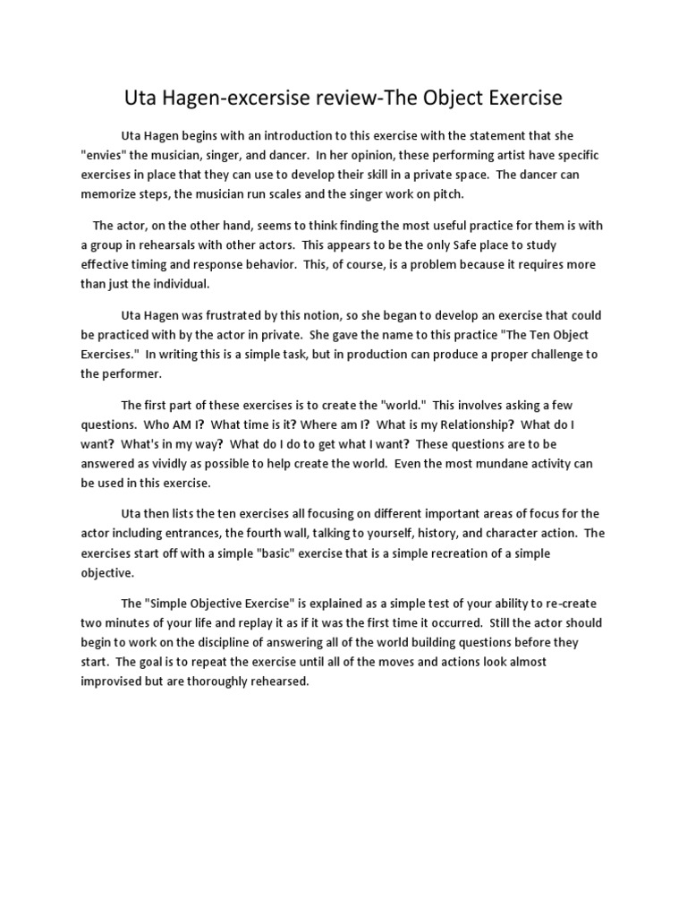 Uta Hagen Object Exercises | PDF