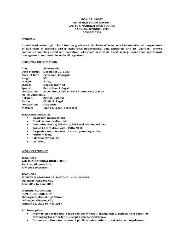 Curriculumvitae | PDF | Teachers | Economies