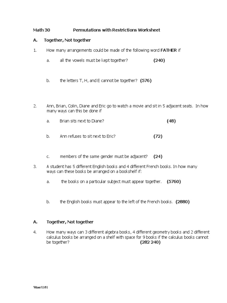 Math 30perm Restrictions Short | PDF | Algebra | Linguistics