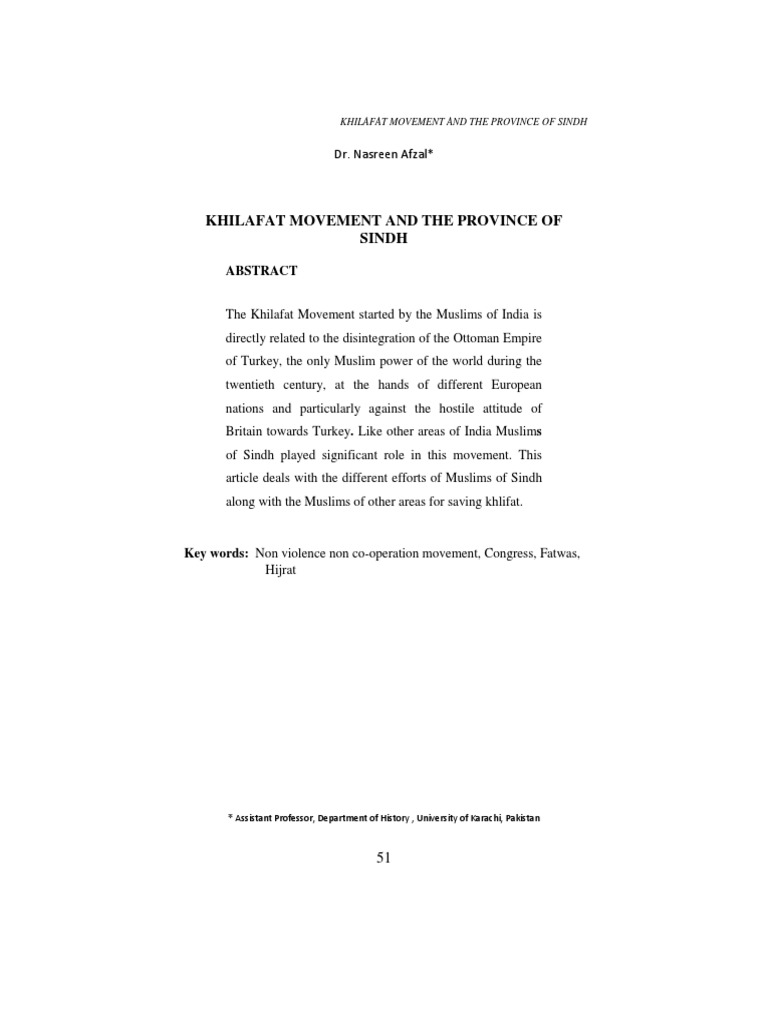 Khilafat Movement in Sindh | PDF | Caliphate | Ottoman Empire